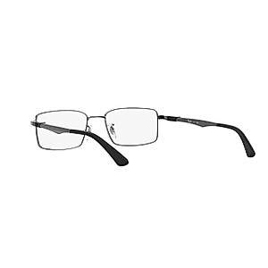 Ray-Ban RX6275 Rectangular Prescription Eyeglass Frames, Gunmetal/Demo Lens, 54 mm