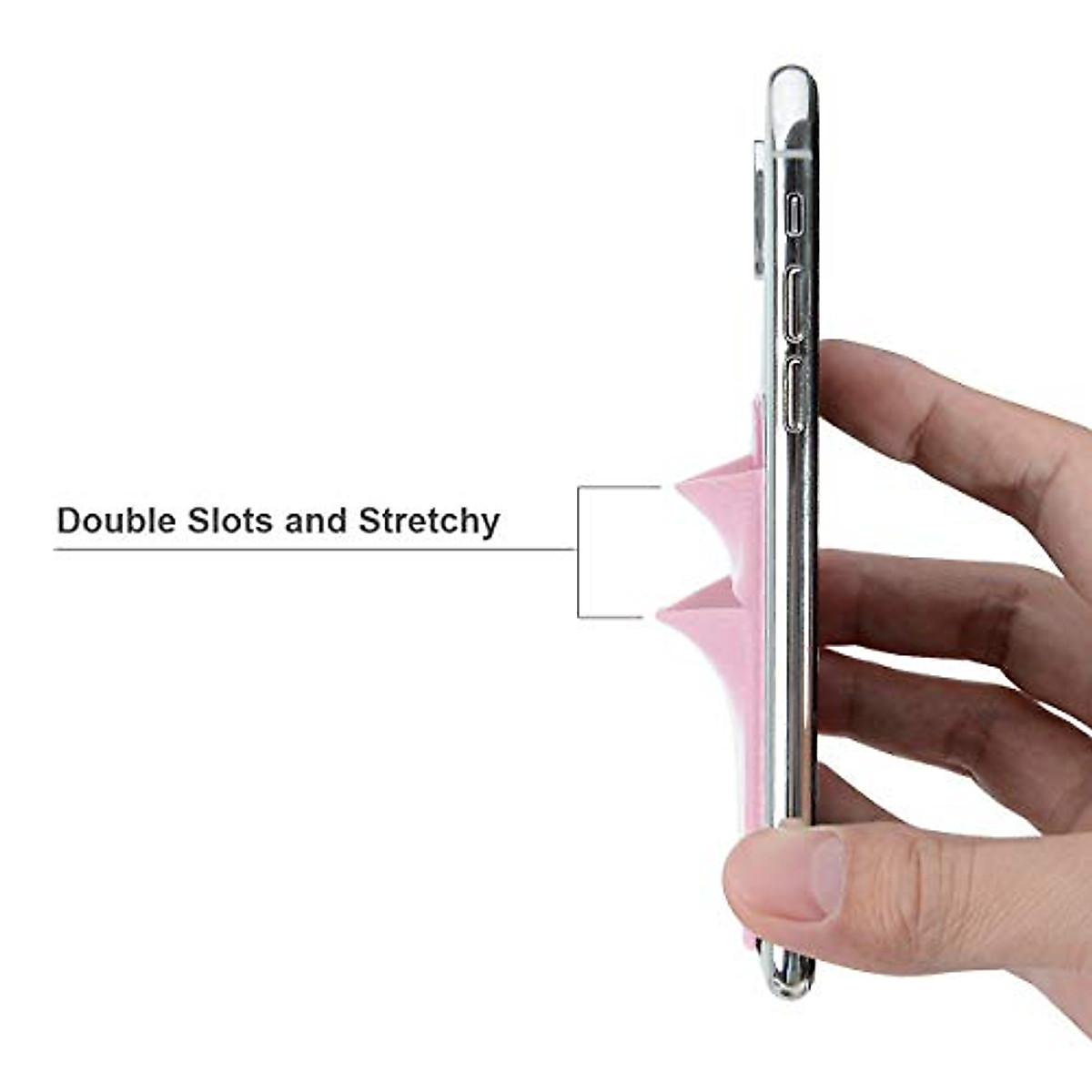 SS 3 Pack Adhesive Phone Card Holder, Stretchy Credit Card Stick on Wallet Pocket Sleeve Suitable for iPhone, Samsung, Most Android Smart Phones (Black Gray Pink)