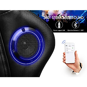 Gaming Chair with LED Lights and Speakers, Ergonomic Pro Video Game Chair with Massage and Footrest, for Adults, Teens, and Kids - Perfect for Gaming, Office, and Working. (Black)