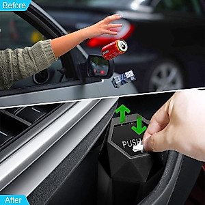 Car Trash Can with Lid, Mini Plastics Portable Auto Garbage Can, Small Leakproof Diamond Design Trash Dustbin, Waterproof Vehicle Rubbish Bins for Automotive Car, Home, Office, Kitchen (Black,1)