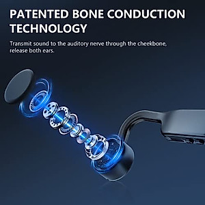 sayrelances Bone Conduction Headphones, Open-Ear Bluetooth Sport Headphones, Built-in Mic Wireless Earphone for Workout Hiking Running Driving Cycling Fitness Walking