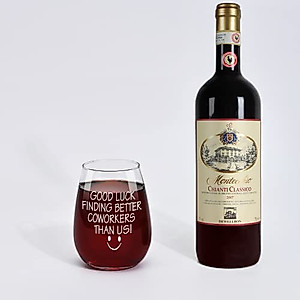 DAZLUTE Funny Farewell Gifts for Women Men Coworkers Colleagues Boss, Good Luck Finding Better Coworkers Than Us Stemless Wine Glass, Leaving Gift Going Away Gift for New Job Boss Day Christmas, 150z