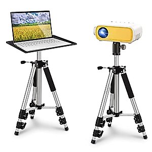 SKERELL Projector Stand Tripod Adjustable: Universal Laptop Standing Height from 17" to 48" with Tray Ball Head Carry Bag for Computer Camera