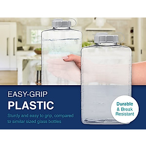 Arrow 2 Qt Bottle with Cap for Cold Drinks - Clear View Plastic Refrigerator Bottle with Easy-Pour Spout and Graduated Markings - Made in USA, BPA Free Plastic - Ideal for Water, Iced Tea, Juice