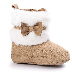 LIVEBOX Baby Boy Girl Boots Newborn Prewalker Toddler Shoes Premium Soft Anti-Slip Sole Warm Winter Boots for Infant (M: 6~12 Months, Khaki 1)