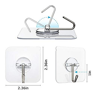 Znben Adhesive Hooks, Reusable Utility Hooks Heavy Duty 13LB Wall Hooks Transparent Seamless Hooks Waterproof and Oil Proof for Kitchen Bathroom Ceiling Office Window 10 Pack