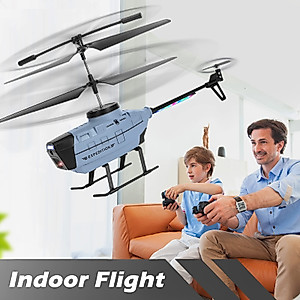 VATOS Remote Control Helicopter, 2.4GHz Obstacle Avoidance Aircraft with Altitude Hold and LED Light, 3.5CH RC Helicopter with Gyro Stabilizer, Support One Key Take Off/Landing Indoor to Fly