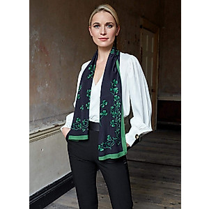 Patrick Francis Navy & Green Shamrock Sprig Silk Scarf