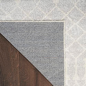 Nourison Astra Machine Washable Moroccan Grey 2'2' x 12' Area -Rug, Easy -Cleaning, Non Shedding, Bed Room, Living Room, Dining Room, Kitchen (2x12)