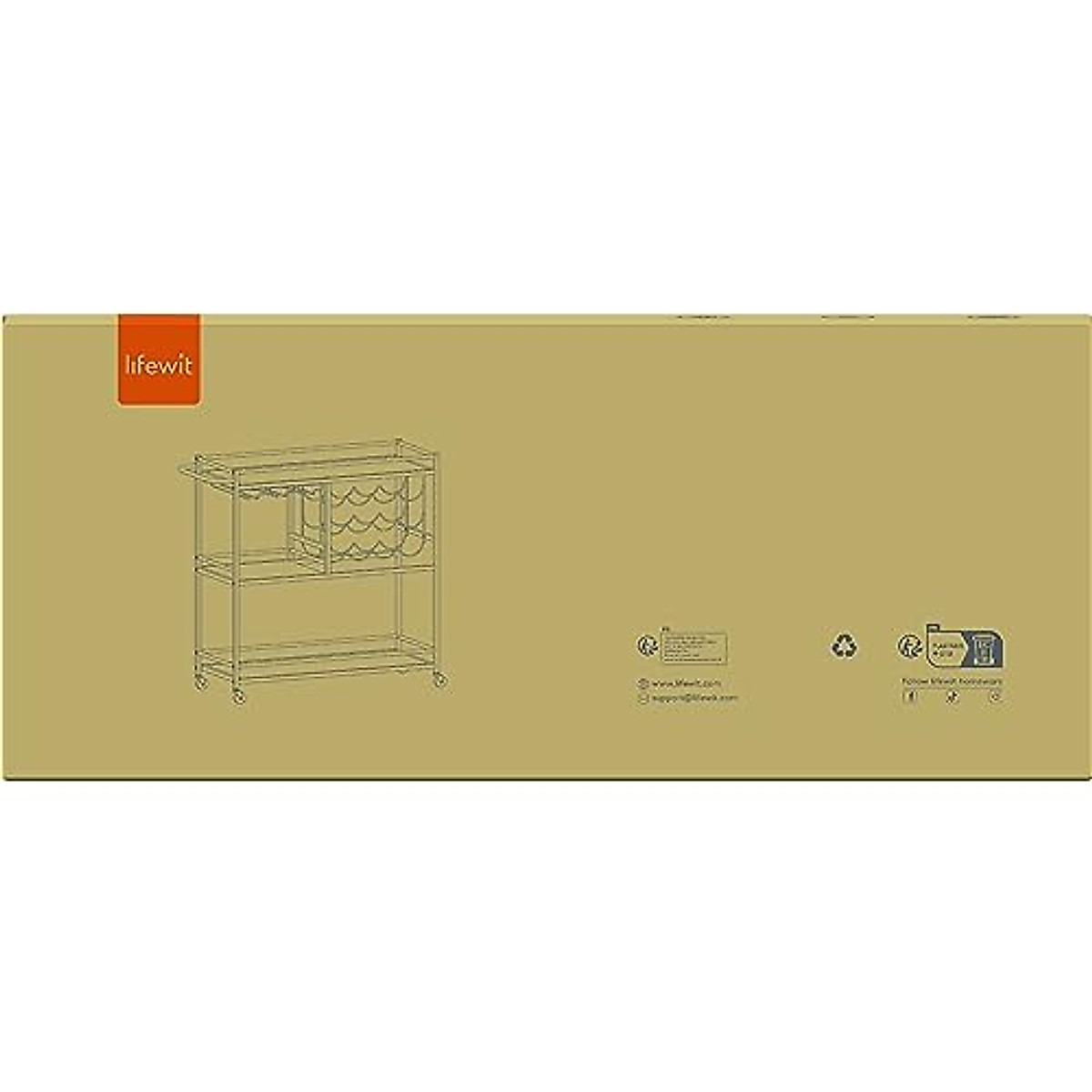 Lifewit Bar Cart for The Home, 3 Tier Drink Cart with Lockable Wheels, 12 Wine Rack and 3 Rows Glass Holders, Liquor Serving Cart for Kitchen Dining Livingroom, 31.6" x 13.1" x 33.9", Rustic Brown