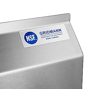 GRIDMANN 18" Wide Stainless Steel Kitchen Prep & Utility Sink, 1 Compartment NSF Commercial Sink with 15" x 15" Bowl for Restaurant, Laundry, Garage