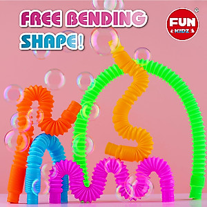 Jumbo & Mini Pop Tubes Toddler Fidget Toys, FunKidz 21Pack Expandable Stretchy Pipe Sensory Tubes, Stocking Stuffers for Kids Learning Gifts Playing Fun for All Ages