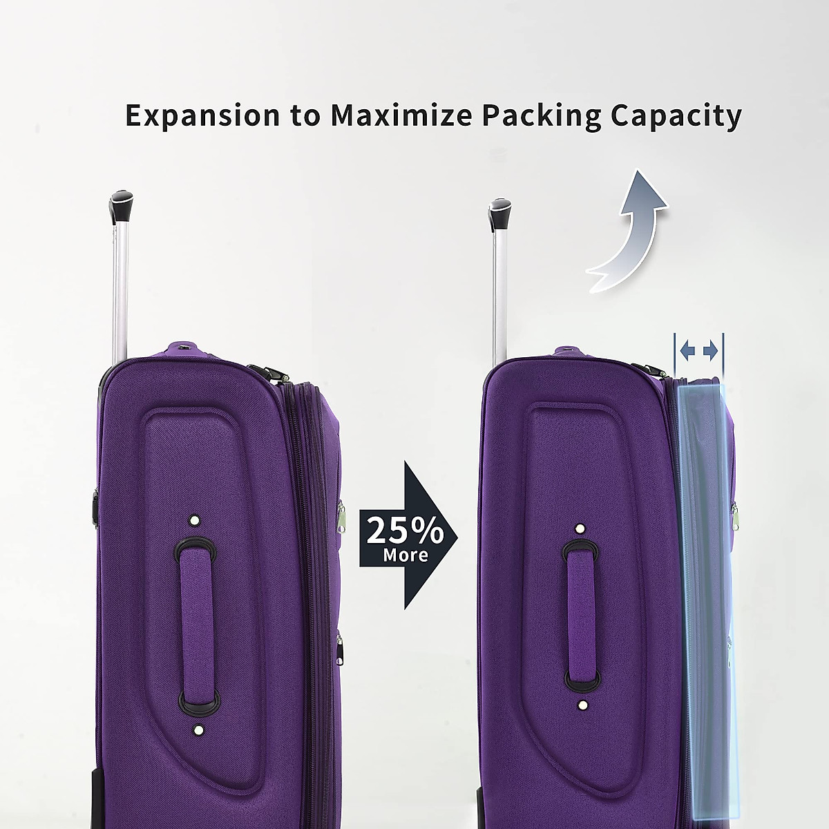 Merax Softside Luggage Set, Travel Suitcase Expandable Lightweight, 3 Piece Luggage Sets with Spinner Wheels 22" 26" 30" Suitcase with TSA Lock (Purple)
