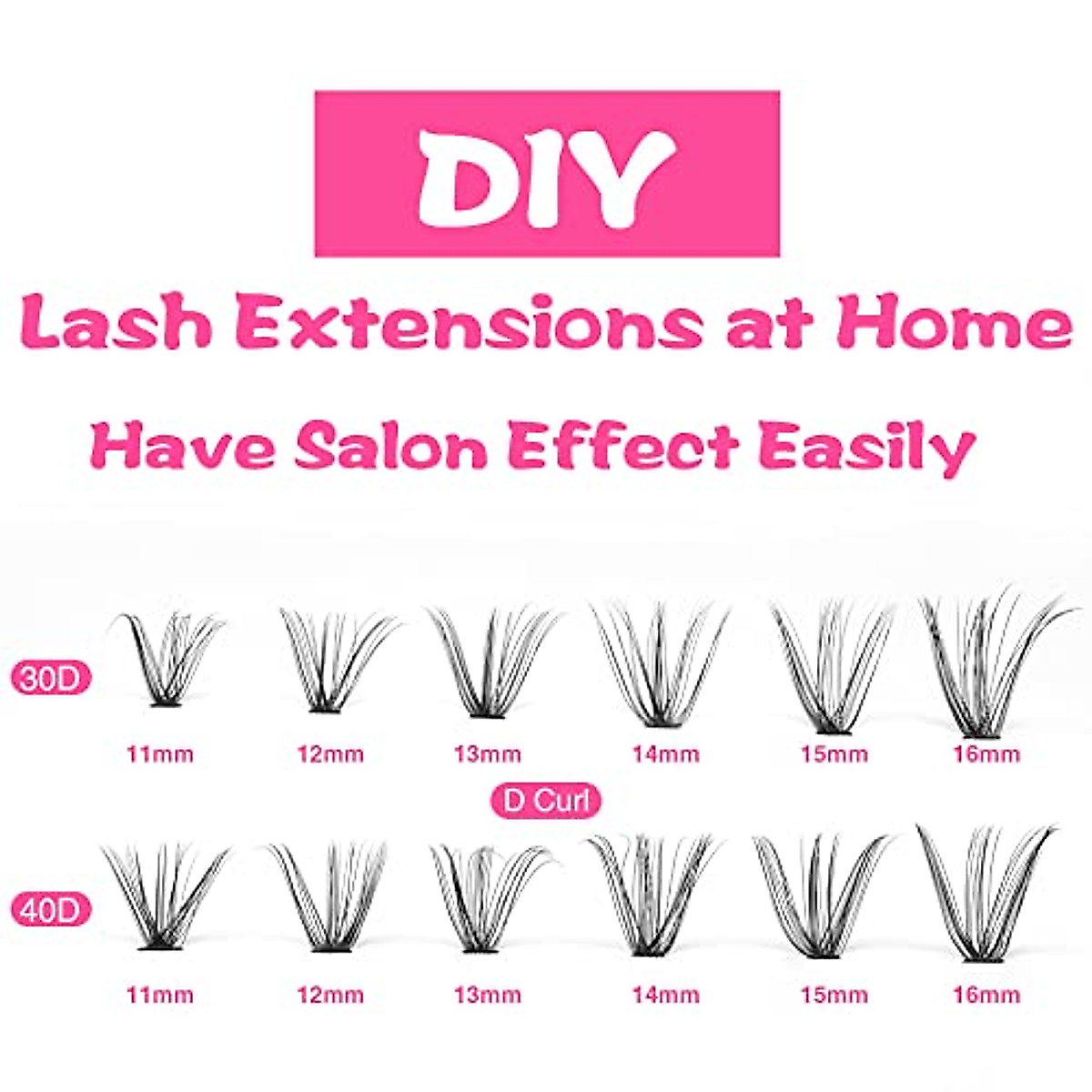Individual Lashes 240 pcs Lash Clusters D Curl 30D 40D 0.07 11-16mm Mixed Length Clusters Lashes DIY Eyelash Extensions Kit at Home by EYDEVRO(30D 40D-0.07D,11-16MIX), 1.0 Count