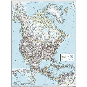 National Geographic Maps: North America Political Wall Map - Compact - 21.5 x 16.25 inches - Front Lamination