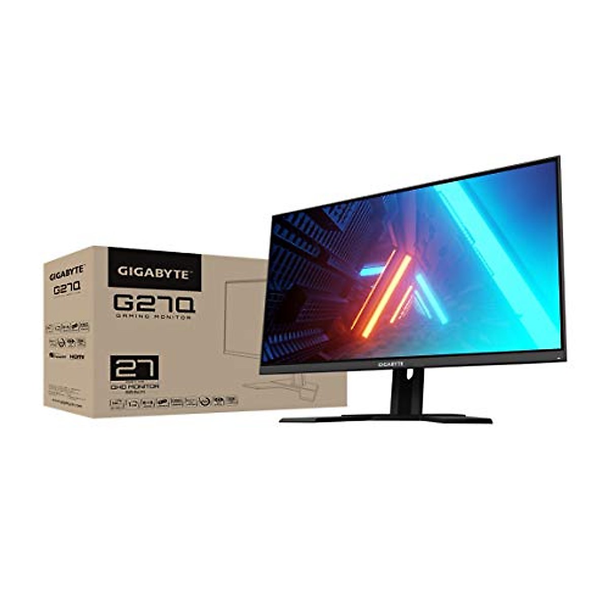 GIGABYTE G27Q 27" 144Hz 1440P Gaming Monitor, 2560 x 1440 IPS Display, 1ms Response Time, 92% DCI-P3, VESA HDR400, FreeSync Premium, DisplayPort 1.2, 2x HDMI 2.0, 2x USB 3.0, Black