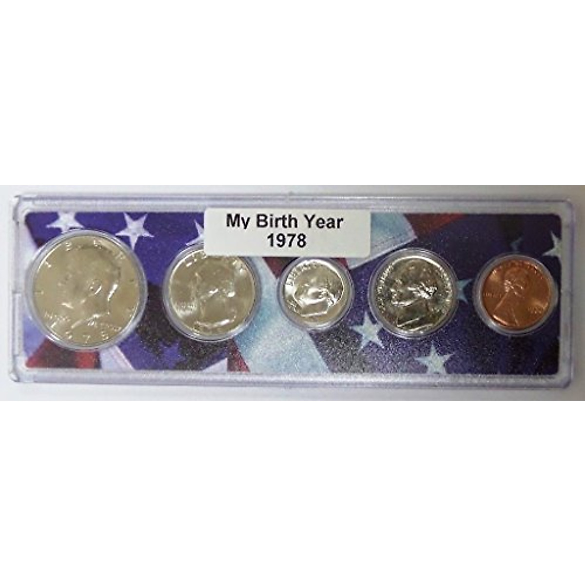 1978-5 Coin Birth Year Set in American Flag Holder Uncirculated