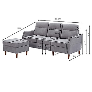 Enobala 79" Convertible Sectional Sofa Couch, 3 Seat L Shaped Sofa for Living Room, Apartment and Office