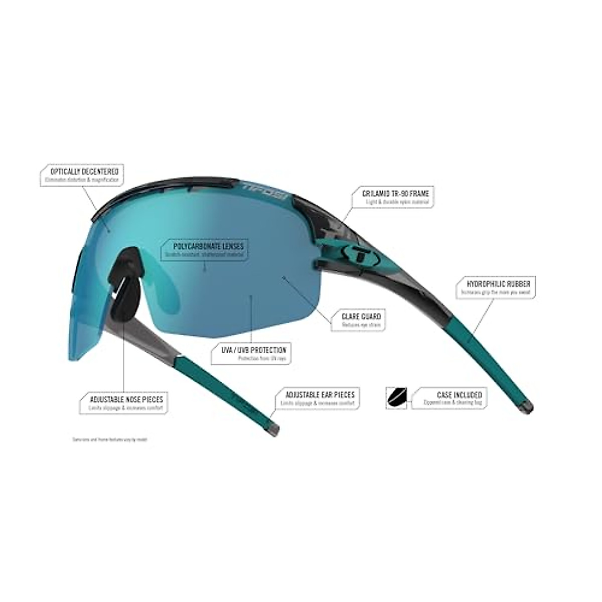 Tifosi Optics Sledge Lite Sunglasses (Matte Black, Clarion Red Fototec)