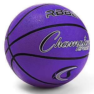 Champion Sports Rubber Junior Basketball, Heavy Duty - Pro-Style Basketballs - Premium Basketball Equipment, Indoor Outdoor - Physical Education Supplies (Size 5, Purple) (RBB2PR