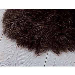 Sheepskin Natural Fluffy Fur Rug Genuine Single Pelt Luxuxry 2 x 3 Brown Sheep Skin Area Rug for Bedroom (24Inch x 36Inch, 60.96cm x 91.44cm)