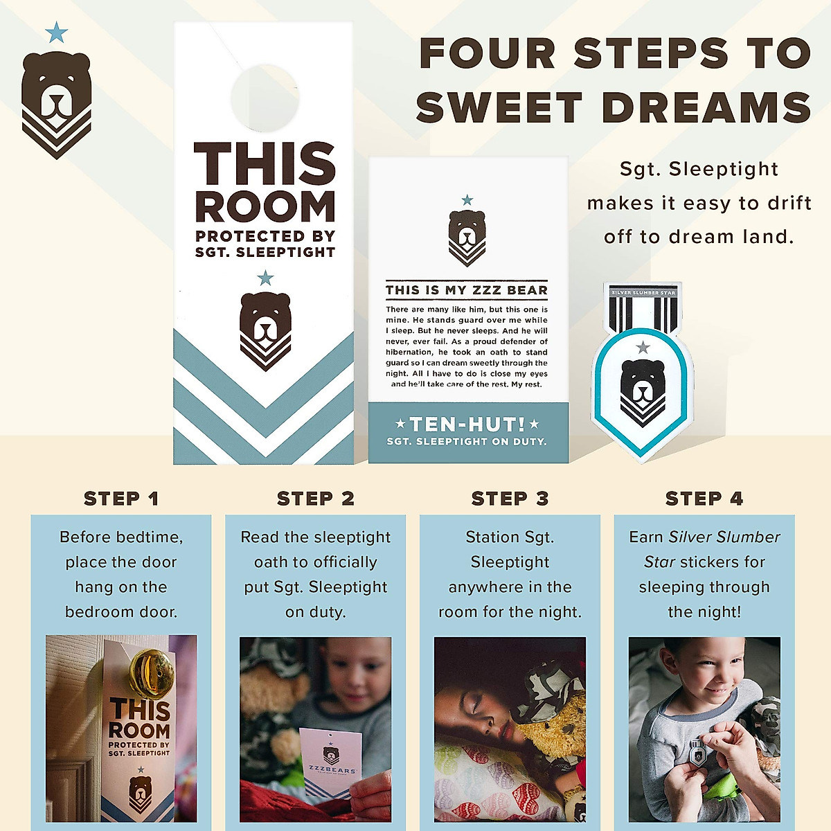 ZZZ Bears SGT Sleeptight Army Teddy Bear with Storybook and Sleep System