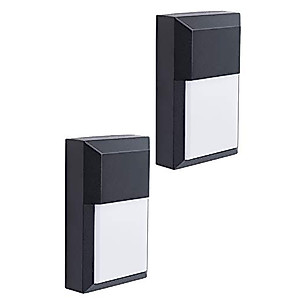 CORAMDEO Commercial Residential Outdoor Sconce Wall Pack Light, Wet Location, Built in LED Color Select Switch for 3K / 4K / 5K, 1250 Lumens, Black Cast Aluminum with White PC Lens 2 Pack
