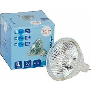 Simba Lighting Halogen MR16 20W 12V Light Bulbs (6 Pack) for Landscape, Track Lights, Fiber Optics, Desk Lamps, BAB C Spotlights with Glass Cover, GU5.3 Bi Pin Base, 2700K Warm White Dimmable