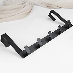 KEGII 2 Pack Foldable Over The Door Hooks, Over The Door Towel Rack, Door Hanger Hook for Hanging Towels, Clothes, Coats, Hats, Robes, Coat Hanger Door for Bathroom, Bedroom, Black