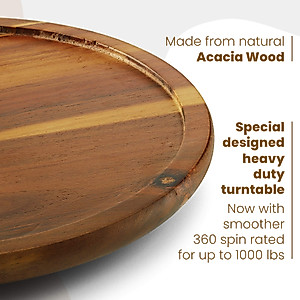 RABAHA 2 Pack Acacia Lazy Susan Organizer for Cabinet (10 Inch) - Wooden Lazy Susan Turntable for Table - Wood Kitchen Turntable Storage Food Bin Container for Pantry, Fridge, Countertop (Pack 2)