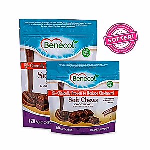 Benecol® Soft Chews - Made with Cholesterol-Lowering Plant Stanols, which are Clinically Proven to Reduce Total & LDL Cholesterol* - Dietary Supplement (120 Chocolate Chews)