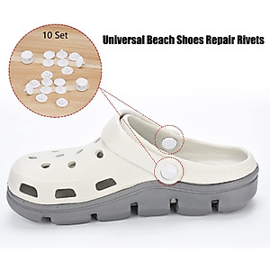 LUAATT Universal Beach Shoes Replacement Rivets,10 Set Repair Plastic Button for Men and Women Summer Shoes Strap (White)