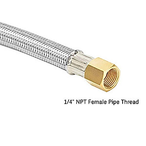 only fire BBQ 12 Foot Braided Stainless Steel Propane Hose Assembly with Both 1/4" Female Flare for Gas Grill, Fire Pit Table, Heater,etc