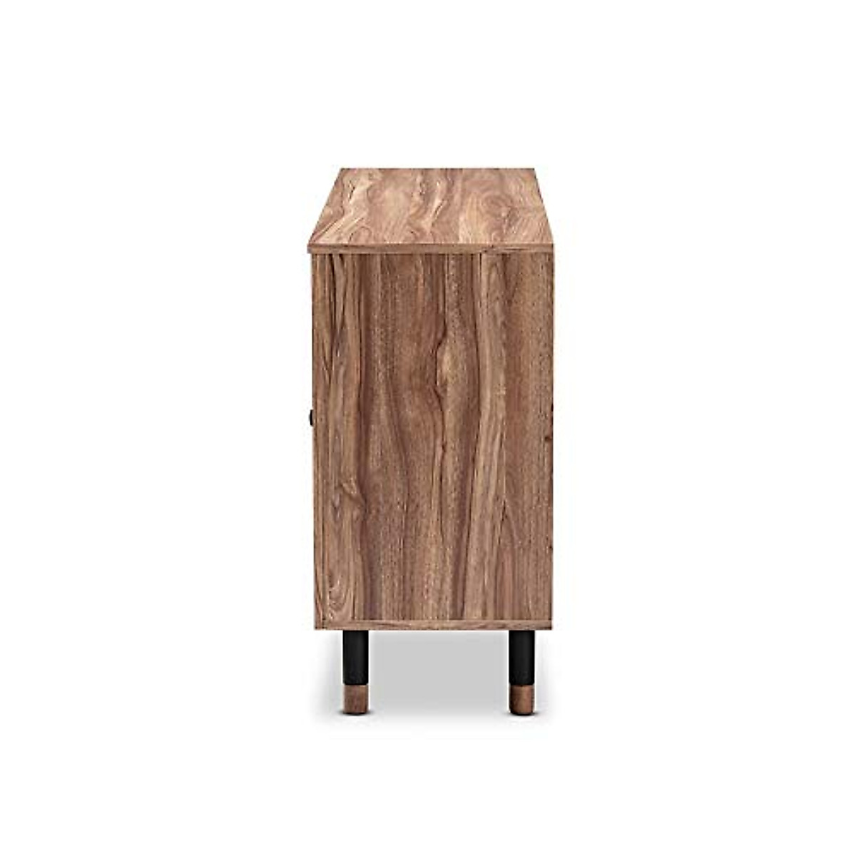 BOWERY HILL 2-Door Wood Shoe Cabinet with Screen Inserts in Oak-Black