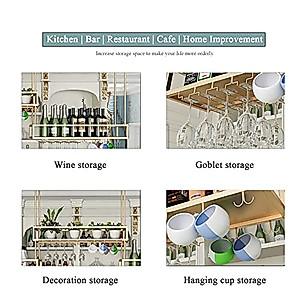 Gold Ceiling Mounted Hanging Wine Rack Iron Wine Bottle Holder Champagne Glass Goblets Storage Shelf, Bar Unit Home Decor Floating Display Shelves (Size : 100x25x21cm)