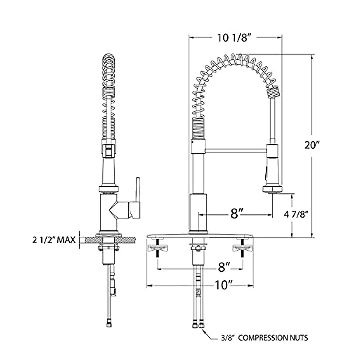 Huntington Brass K1924301-MPQ Rexford Professional Style Kitchen Faucet, Polished Chrome