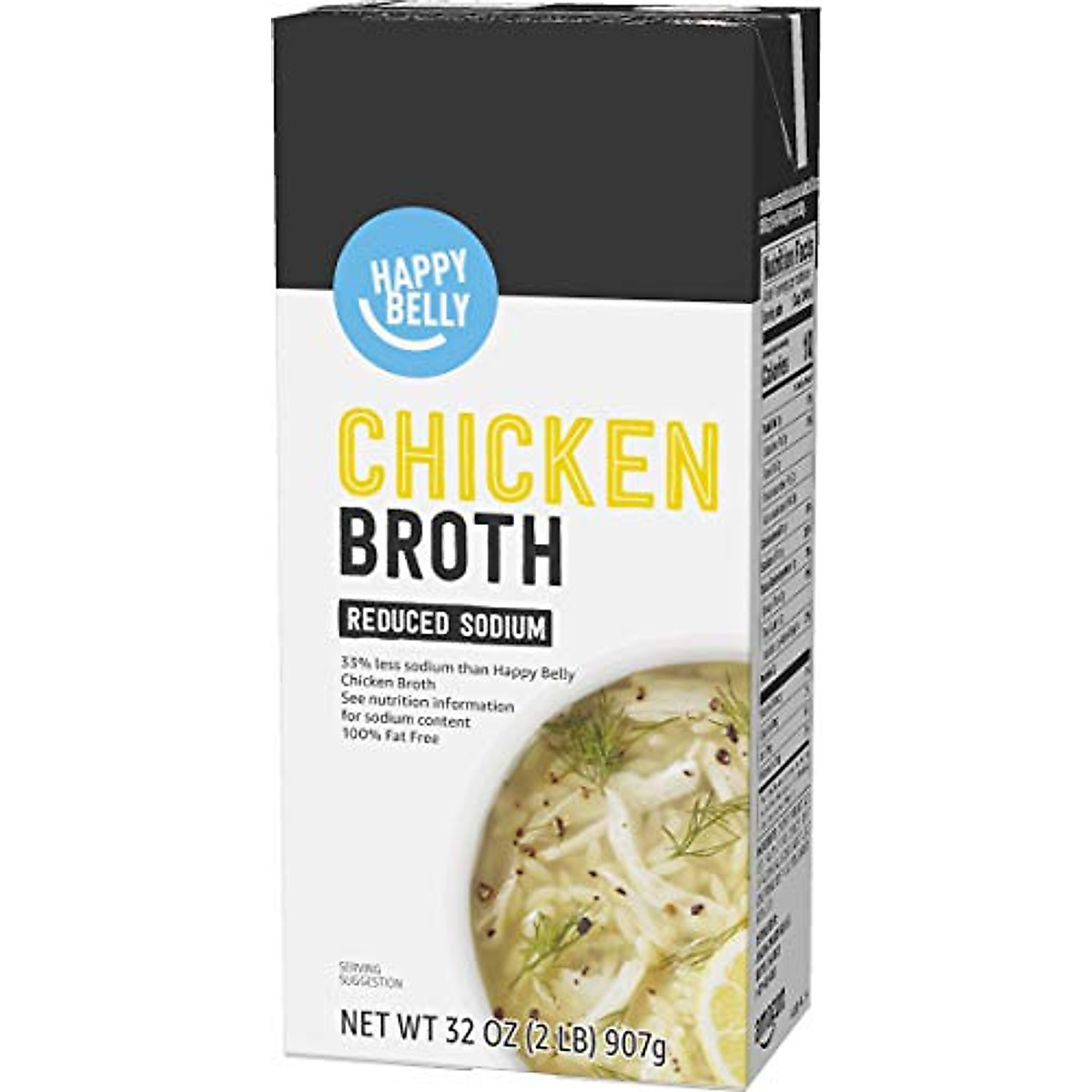 Amazon Brand - Happy Belly Reduced Sodium Chicken Broth, 2 pound (Pack of 1)