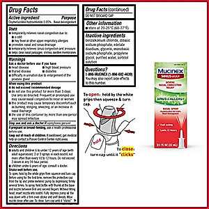 Mucinex Sinus-Max Severe Nasal Congestion Relief Sinus & Allergy Nasal Spray, 0.75 Fl Oz