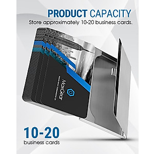 MaxGear Metal Business Card Holder for Men & Women, Professional Stainless Steel Card Case for Business Cards, Slim Purse Name Cards Holders with Interior Lining, Buckle Style Shut, Silver Mirror