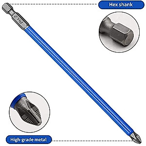 Biaungdo 10pcs Magnetic Long Hex Phillips Screw Head Electric Screwdriver Bits Set (PH2 x 127MM)