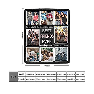 SHIYEL Gifts for Friend Customized Blanket with Photo, Make a Personalized Friends Blankets with Picture Custom Memories Souvenir Sublimation Throw Blanket for Best Friends Ever, 8 Collage Made in USA