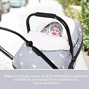 Metplus Winter Baby Car Seat Cover, Blanket-Style Winter Car Seat Canopy for Babies, Warm Plush Fleece Baby Carrier Cover for Infant Boys Girls