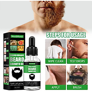 SINGOVE Natural Beard Growth Oil - Beard Oil for Men, Strengthens Beard/Mustache Growth - Beard Softners, Beard Oil to Make it Grow Fast, Mustache Oil for Men (white)
