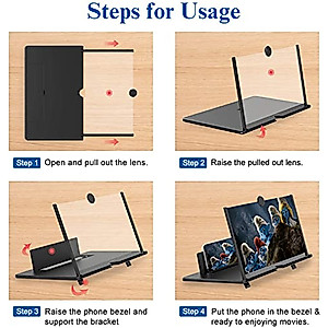 18Inch Screen Magnifier for Cell Phone -3D HD Magnifying Projector Screen Enlarger for Movies, Videos and Gaming – Foldable Phone Stand with Screen Amplifier–Compatible with All Smartphones (Black)