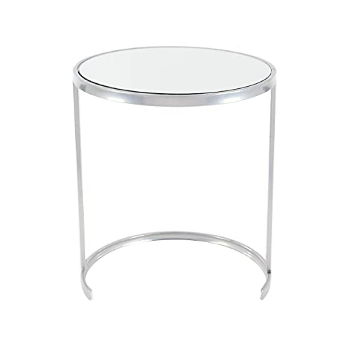 Deco 79 Metal Nesting Accent Table with Mirrored Glass Top, Set of 3 21", 19", 17"H, Silver