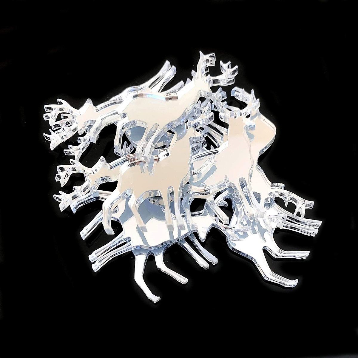 Super Cool Creations Reindeer Shaped Crafting Mirrors, Set of 10, Many Colours, Shatterproof Acrylic, Lime Green, Pack of 10 x 5cm