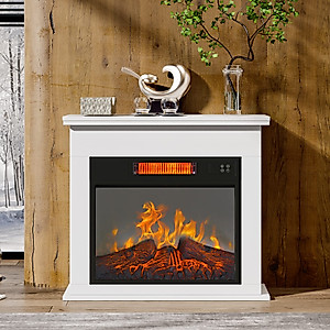 sogesfurniture Fireplace, White Fake Fireplace, Fireplace Mantel, Electric Fireplace with Mantel for Bedroom, Home Office, Living Room