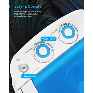 Muhub Portable Twin Tub 16.5lbs Mini Washing Machine,Compact Semi-automatic Washer and Spin Combo,Top Load,Portable Washer for Dorms,Apartments,RVs(White & Gray)