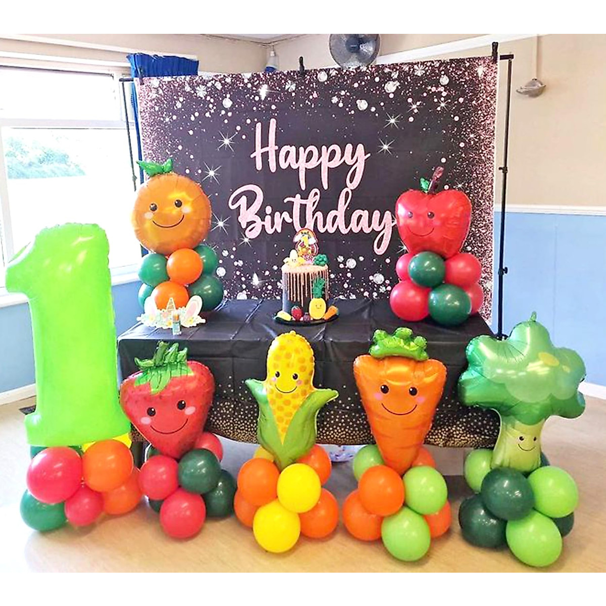 Fruit Vegetable Party Decorations 141pcs Red Green Yellow Orange Balloon Arch Garland Kit Vegetable Fruit Balloons for Hey Bear themed Party Tutti Frutti Birthday Baby Shower