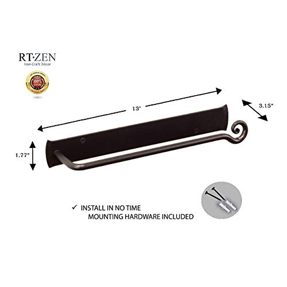 RTZEN Wrought Iron Bathroom Accessories Set, Decorative Hand Towel Bar and Toilet Paper Holder